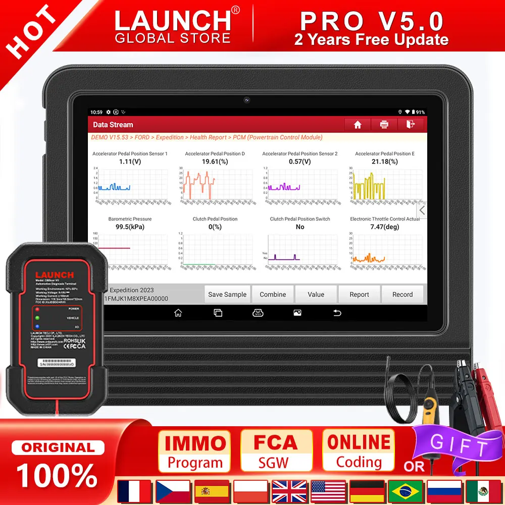 LAUNCH X431 PRO V5.0 OBD2 Автомобильный сканер IMMO/ключевое программирование, автоматический ...