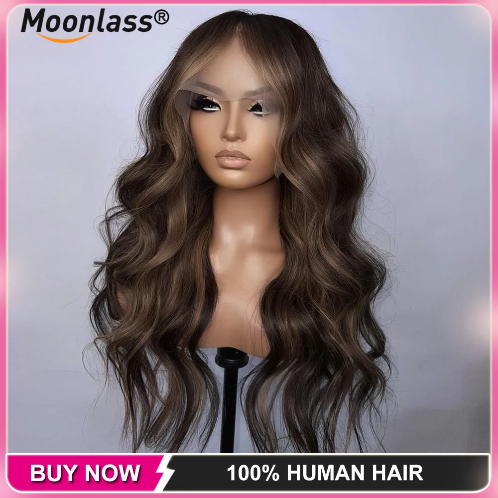 Женский длинный парик из натуральных волос Moonlass | AliExpress