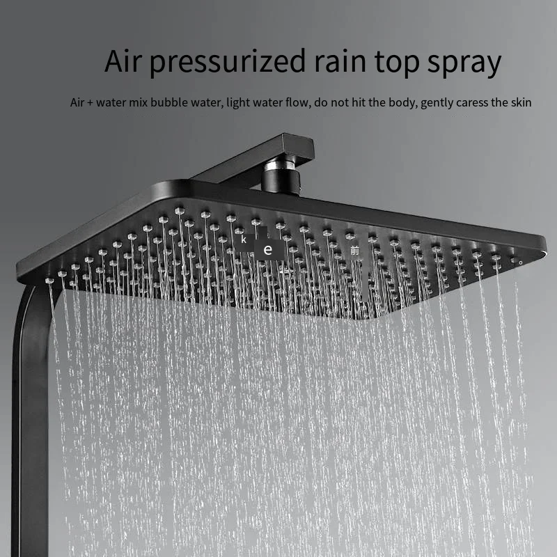 Черный термо-кран, встроенный в душ, ванная для смешения мешалки для ...