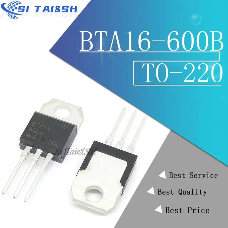 10шт СИМИСТОРЫ BTA16-600B TO-220 BTA16-600 TO220 16-600B BTA16 600V 16A новые и оригинальные ...