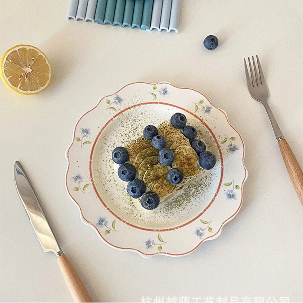 Круглая керамическая тарелка с цветами, десертная тарелка для ...