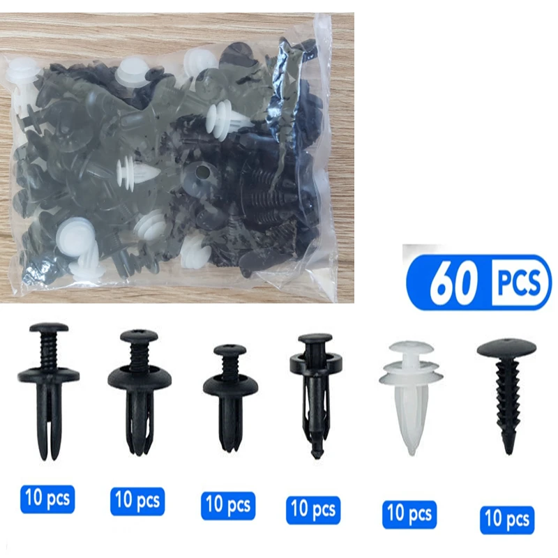 new 6 Size 60pcs Auto Fastener Clip Mixed for Nissan Qashqai Dualis ...