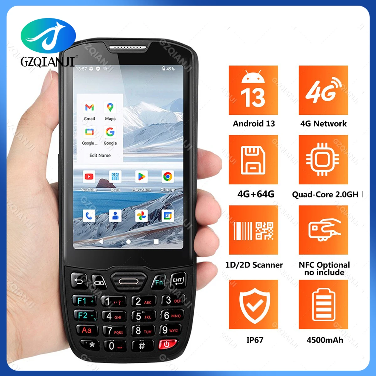 Rugged Android 13 PDA 2D Barcode Scanner 4G+64G Qualcomm | AliExpress