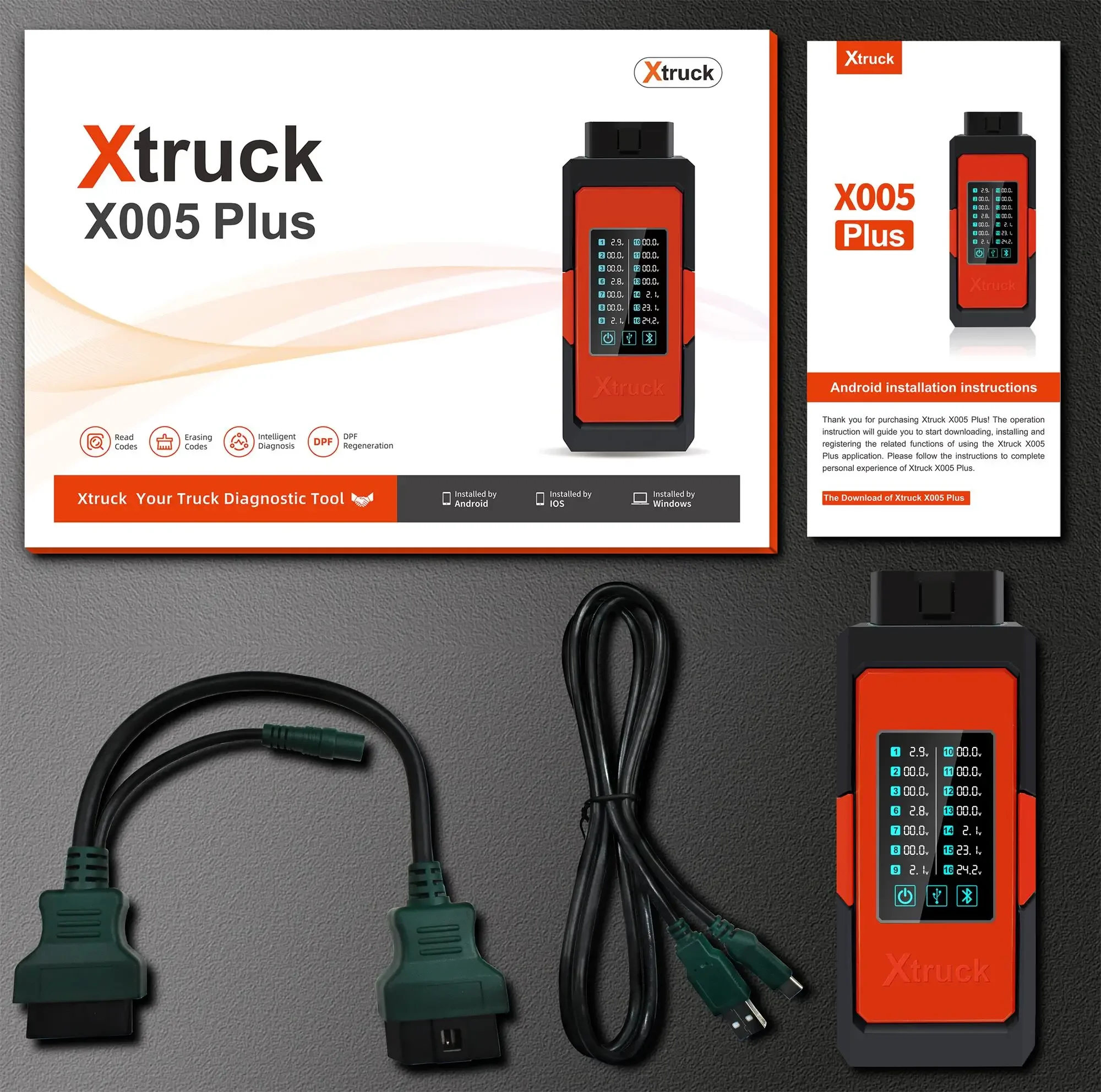 Xtruck X005 plus Интеллектуальная диагностика ECU Быстро мигающая диагностика послепроцессования ...