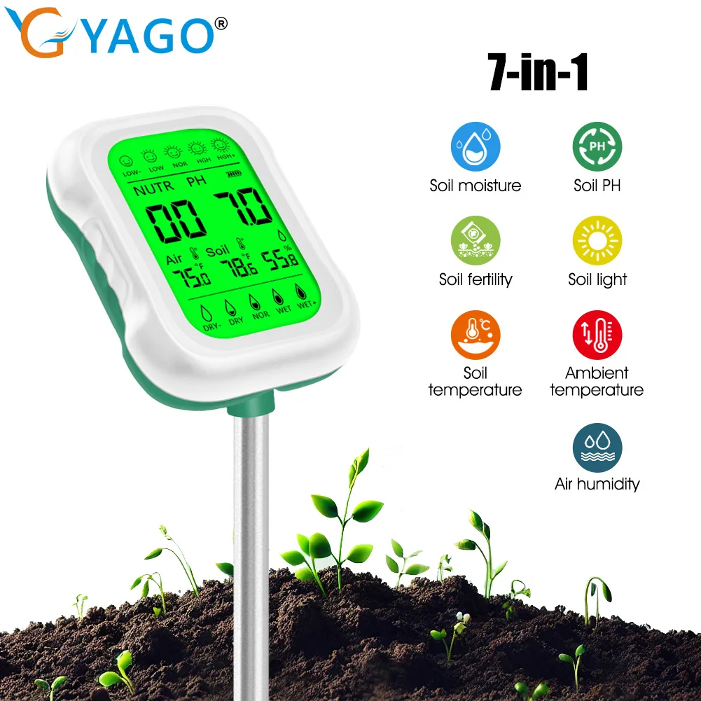 YAGO тестер почвы профессиональный измеритель pH почвы/влажности ...