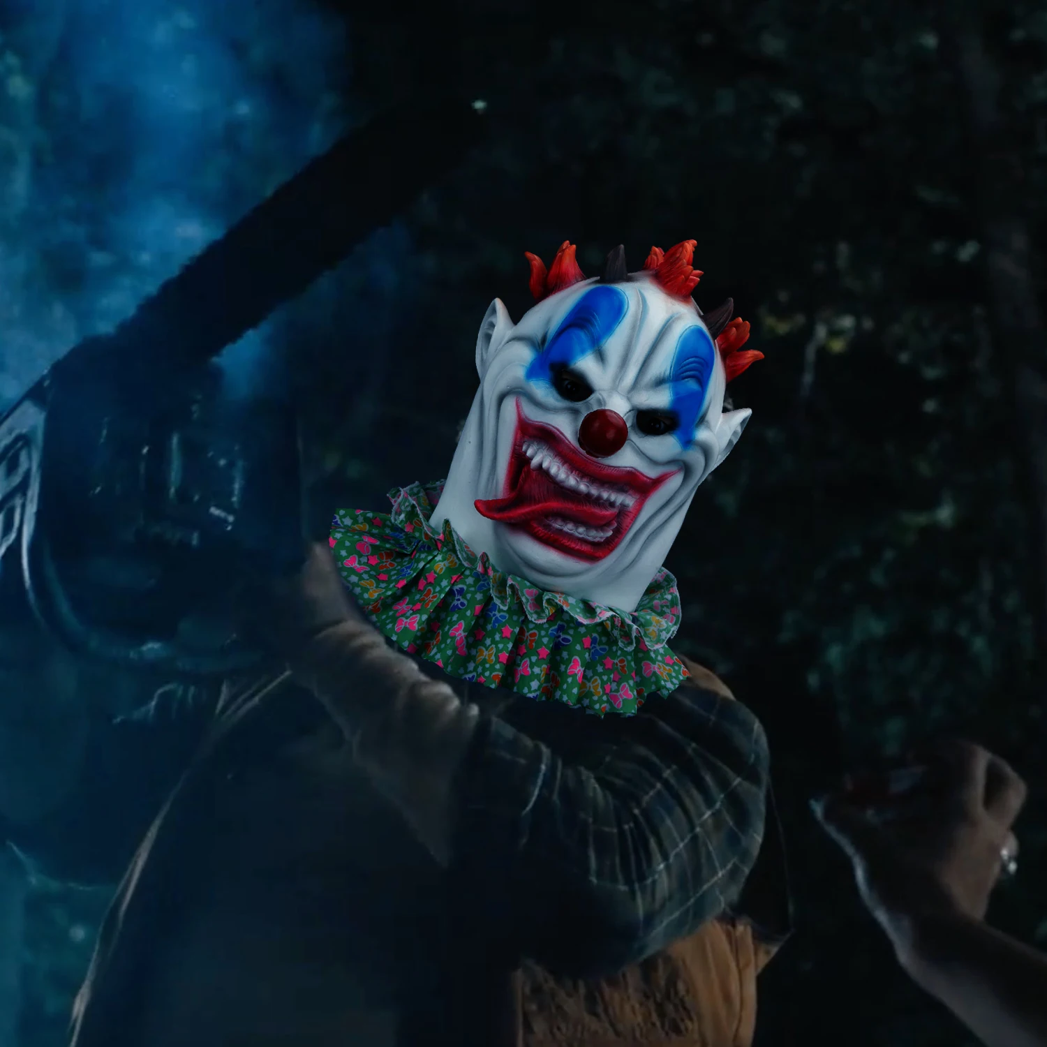 Halloween Flame Clown Latex Mask Cosplay Adult Party Mask Funny Props ...
