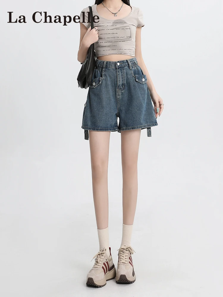 La Chabell, синие джинсовые шорты с керлингом в стиле ретро, женские ...