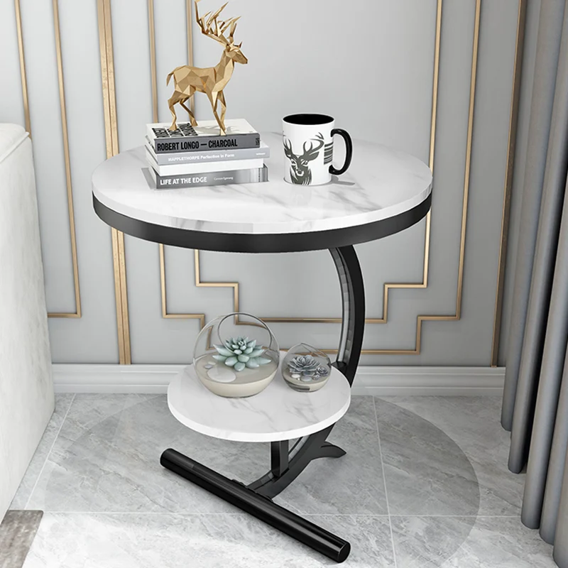Round Small Coffee Tables Living Room Marble Legs Tea Hall Coffee Table ...