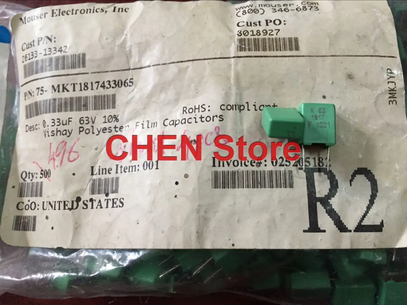 20 шт./50 шт., немецкие конденсаторы ERO MKT1817, 0,33 мкФ, 63 в, 334 ...