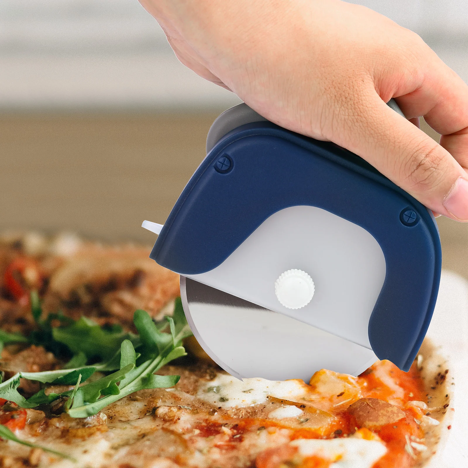 Stainless Steel Round Roller Pizza Knife Single Wheel Kitchen Pie Knife ...