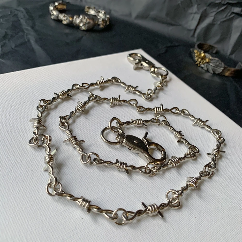 Цепочка для брюк Y2K Thorns Wire серебристого цвета | AliExpress
