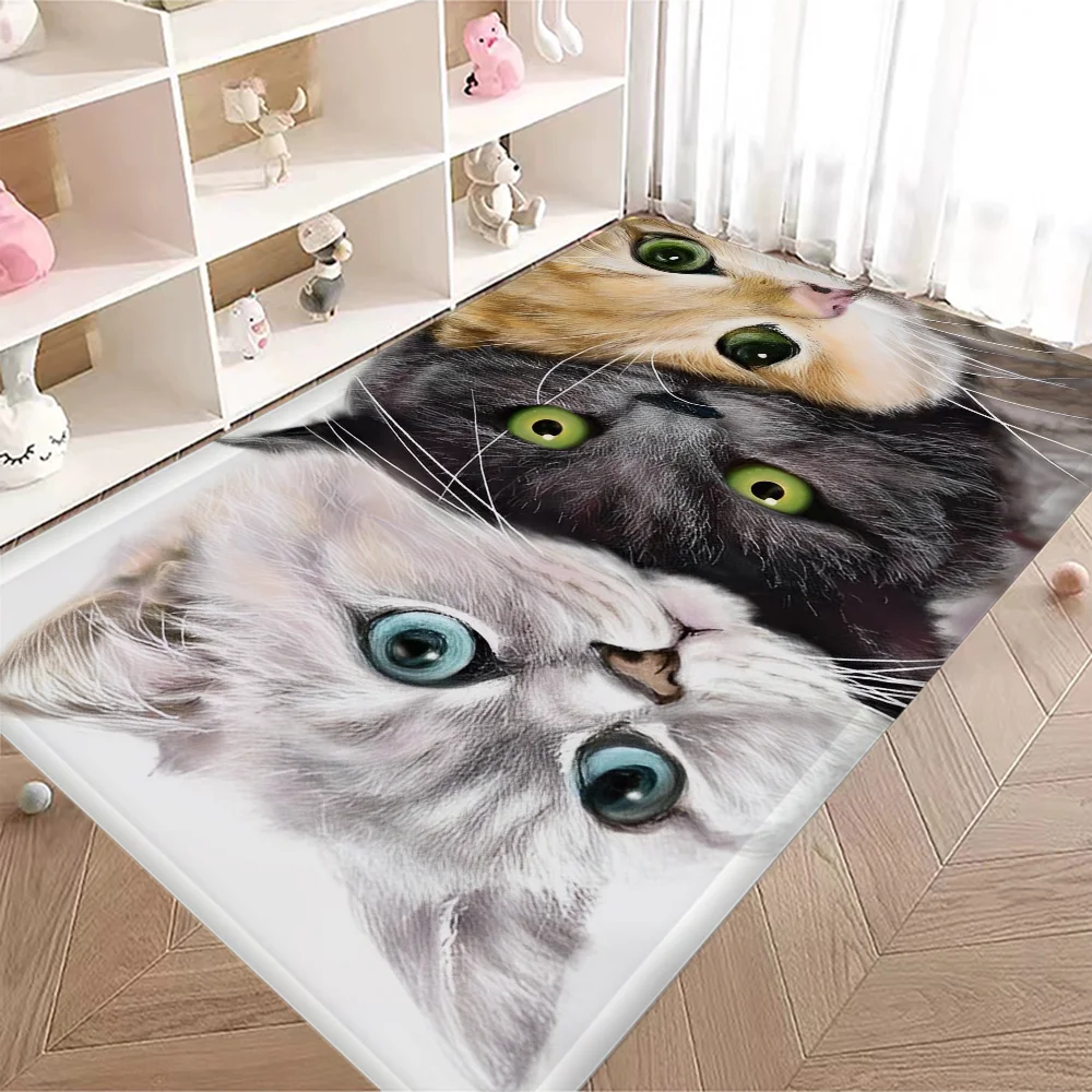 Cartoon Cute Cat Floor Mat INS Style Soft Bedroom Floor House Laundry ...
