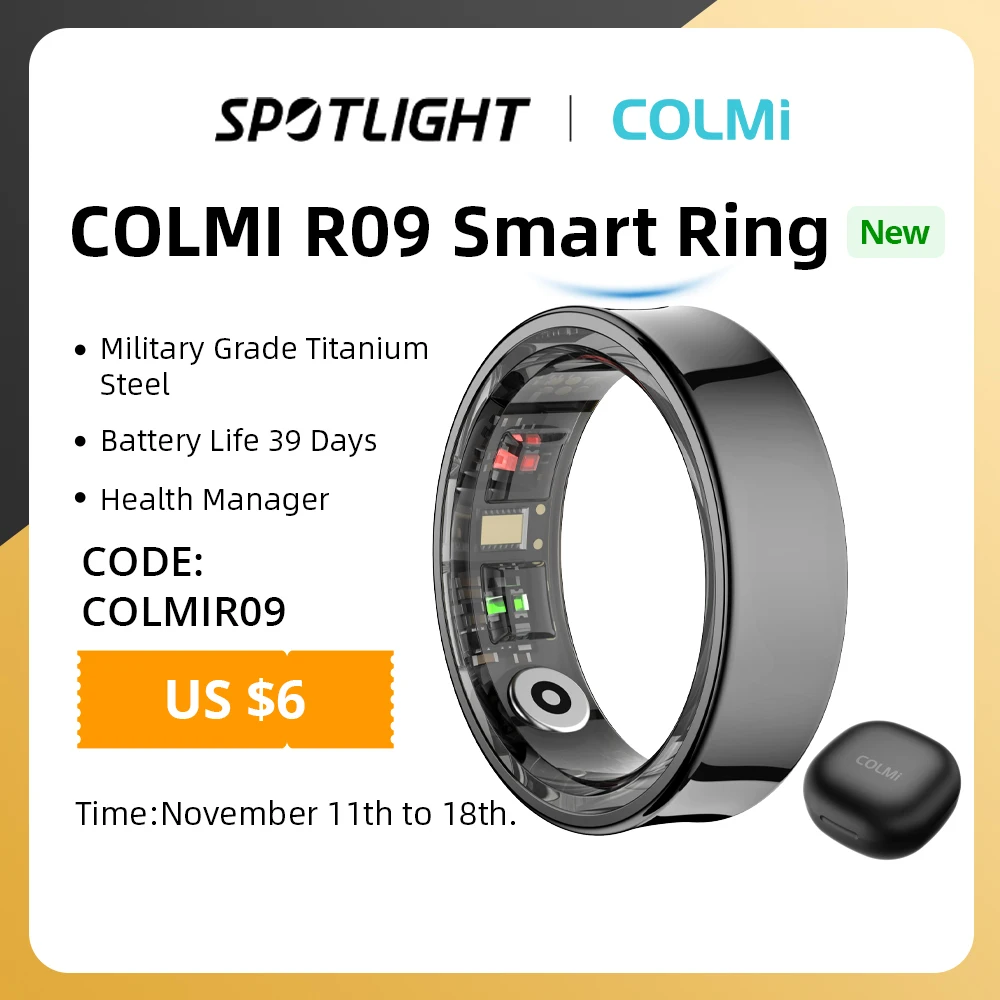 2024 COLMI R09 Смарт-кольцо для мужчин и женщин с чехлом для зарядки ...