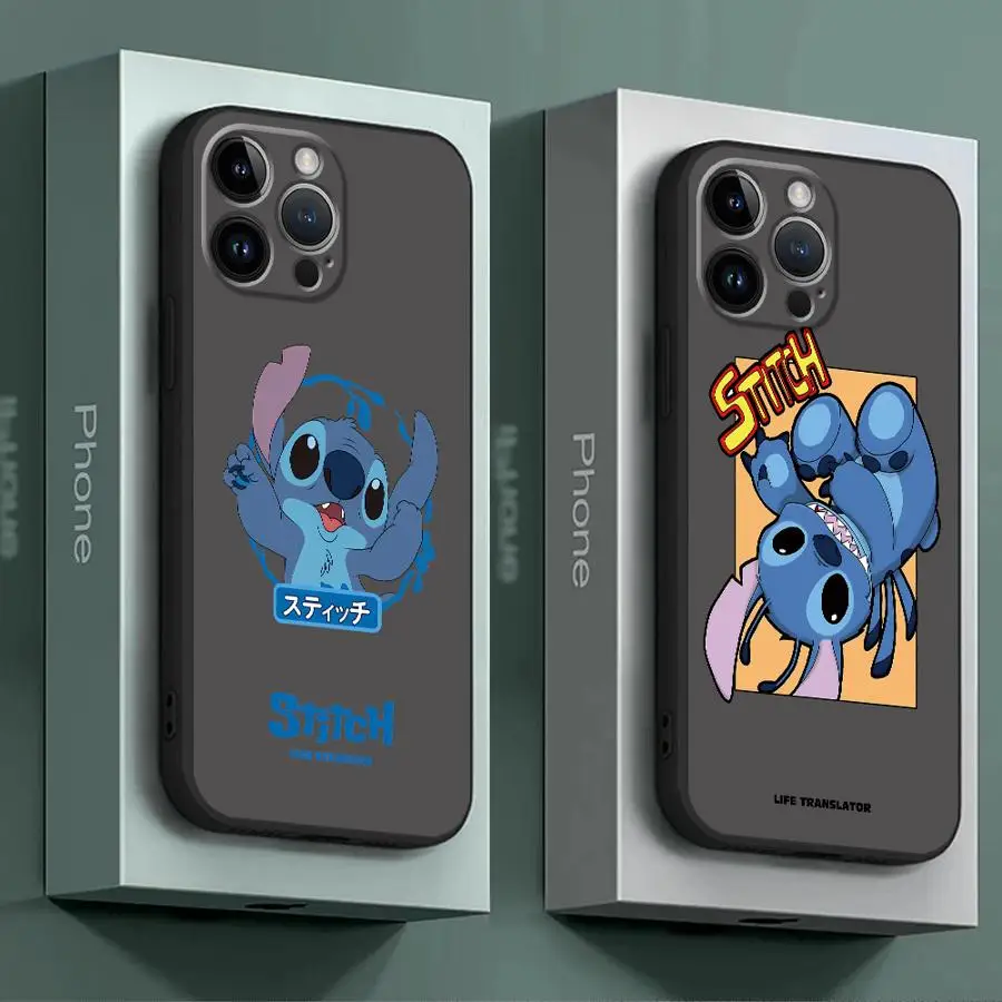 Disney Cute Stitch Phone Case for iPhone 16 Pro 13 Pro 14 XR 12 Mini 15 ...