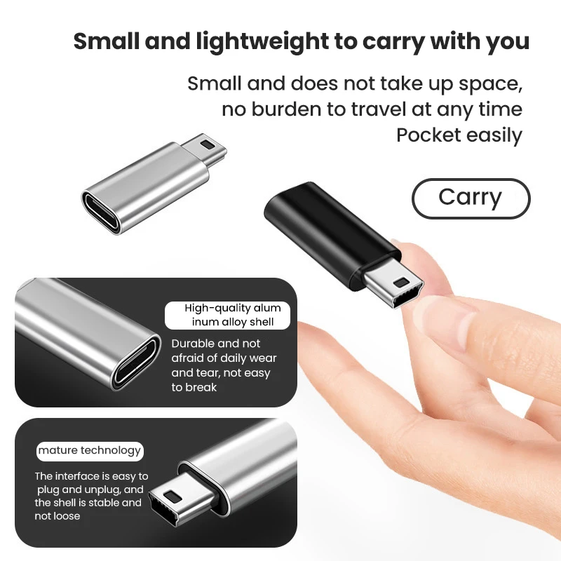 Мини USB-адаптер типа C 5-контактный штекер мини USB на гнездо USB Type ...