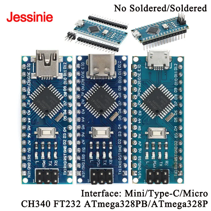 Плата разработки Nano V3.0 FT232/CH340 ATmega328PB/ATmega328P Модуль ...