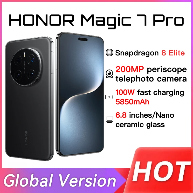 Смартфон HONOR Magic 7 Pro Global Version 5G Snapdragon 8 Elite 6,8 дюйма, 120 Гц, OLED-экран ...