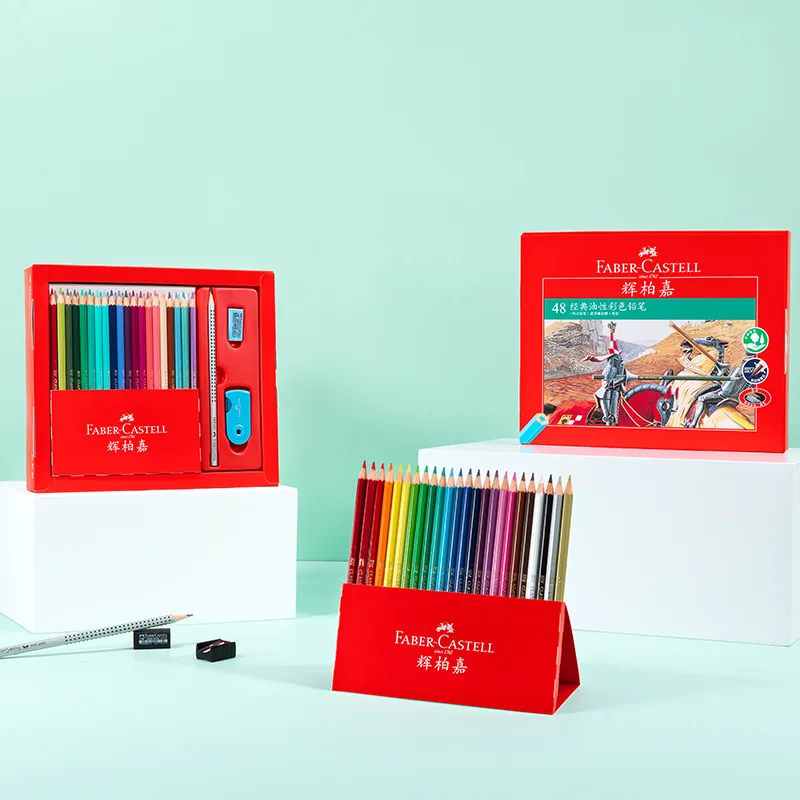 FABER classic oily color pencil 100 color red tin box color pencil ...