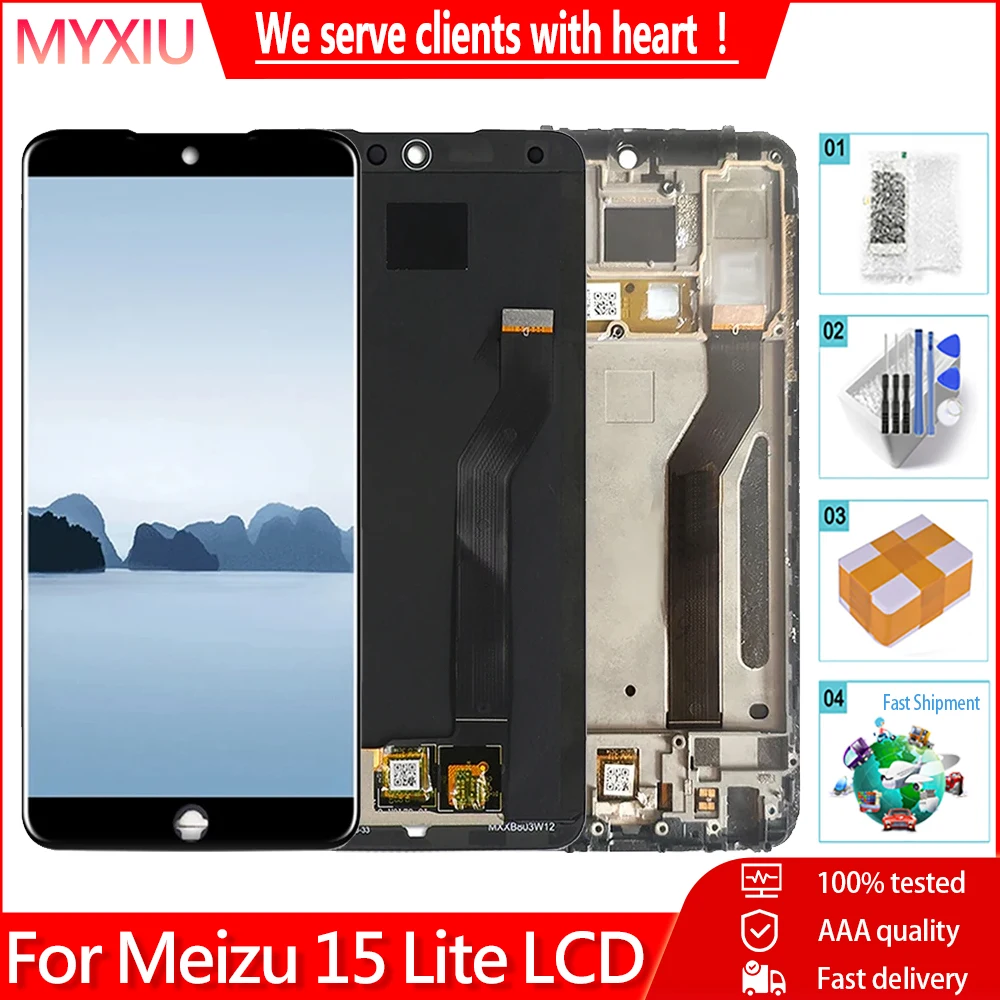 ЖК-дисплей 5,46 дюйма для Meizu 15 Lite с рамкой, дигитайзер, протестированная сенсорная панель ...