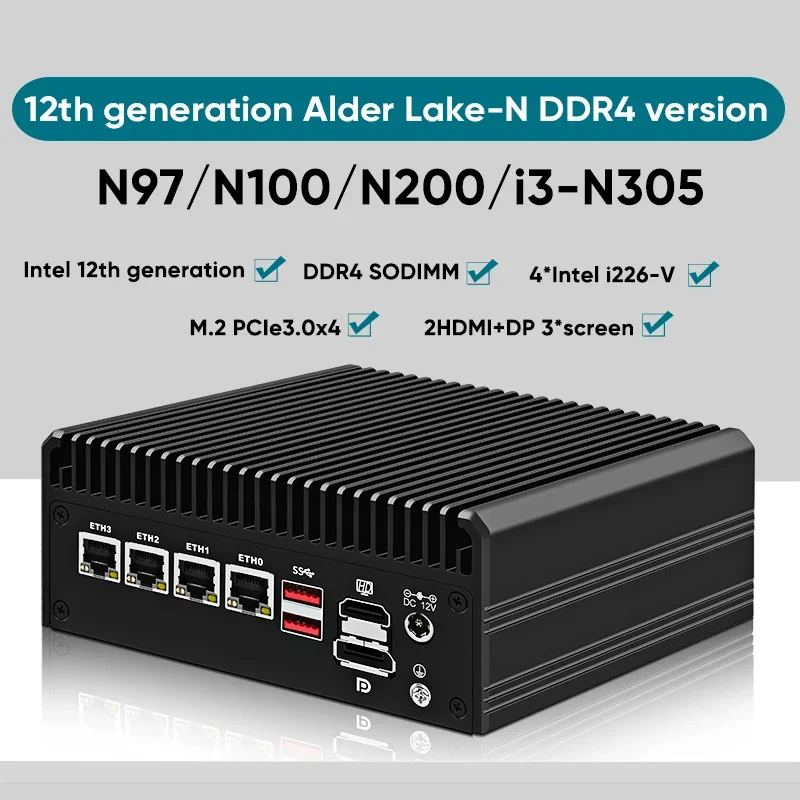 Newest Solid Firewall Router Intel i3 N305 N100 4*i226-V 2.5G Fanless ...