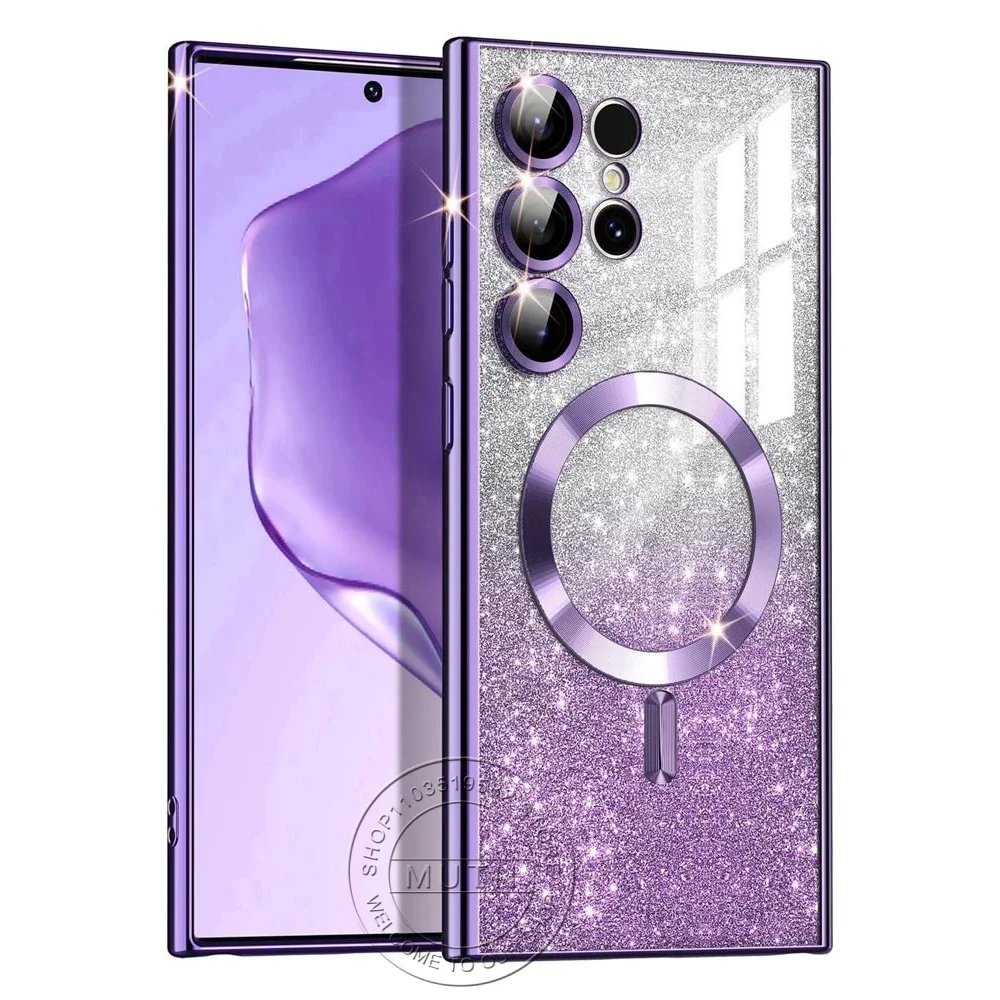 Для Samsung Galaxy S25 S24 S23 S22 S21 S20 Plus FE Чехол Note20 Ultra S24FE с блестящим ...