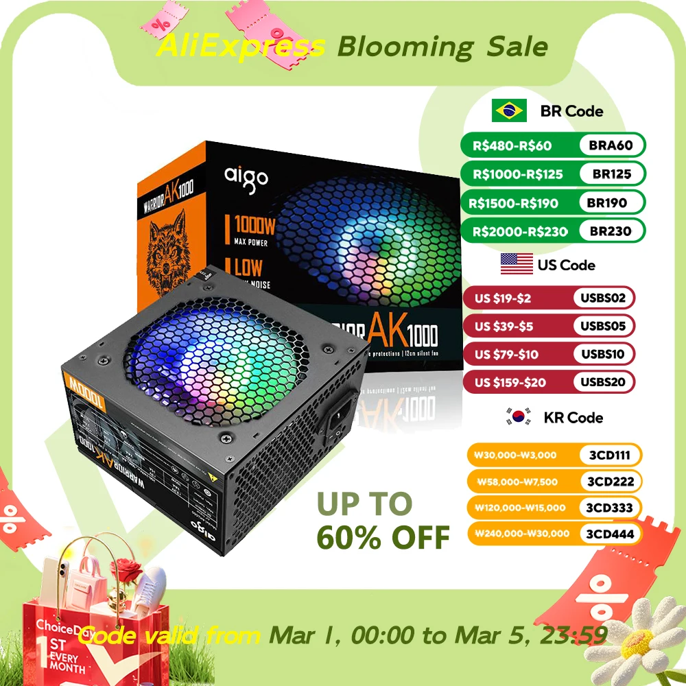 Aigo Fonte 500W-1000W блок питания для ПК | AliExpress