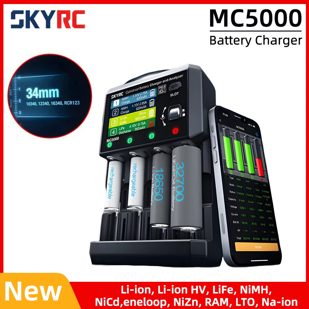 MC5000 Battery Charger 65W Cylindrical Battery Charger 2.8" For Li-ion ...