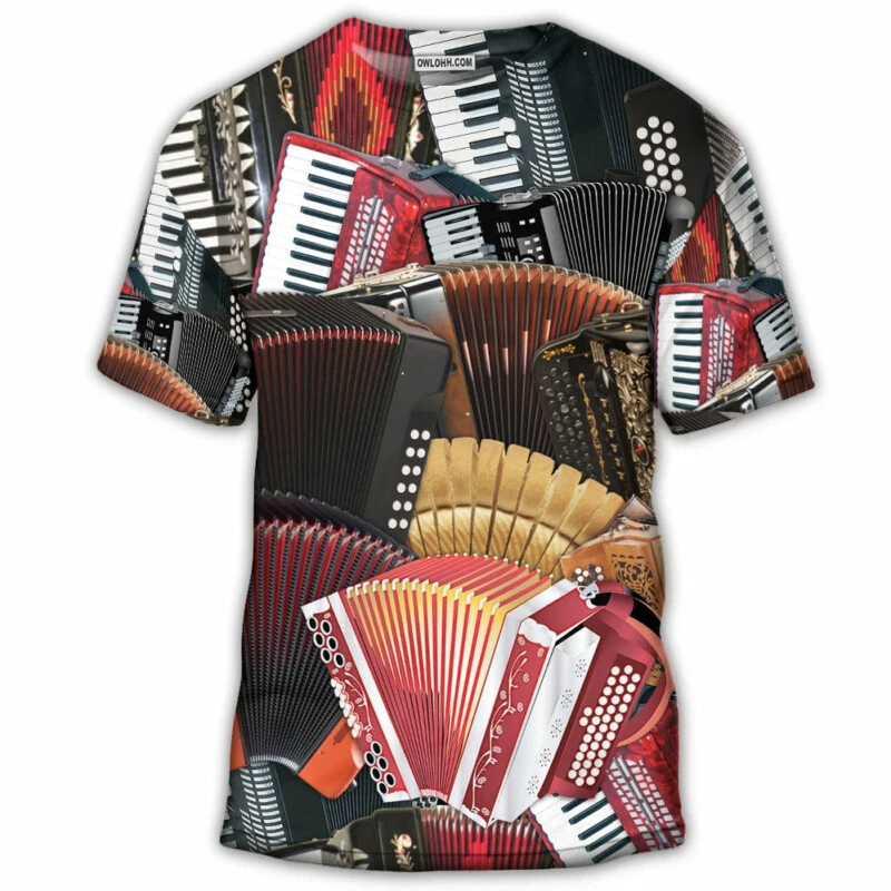 Musical Instruments Full Printed Pattern T Shirt Men's Retro Street ...