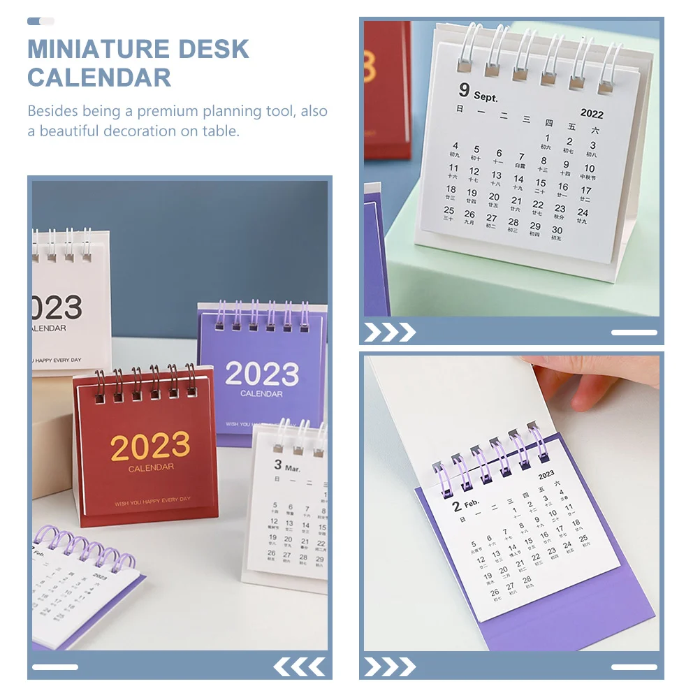 Calendar Desk Desktop Miniature Calender Office Small Paper Standing ...