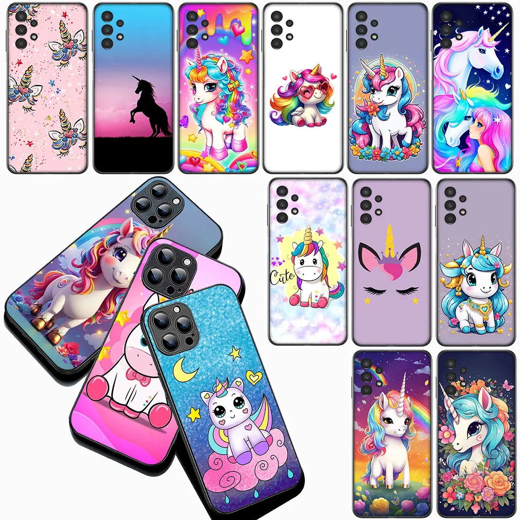 Unicorn Cartoon Cover Flexible Coque for OPPO A80 A40 A60 A74 A95 A94 ...