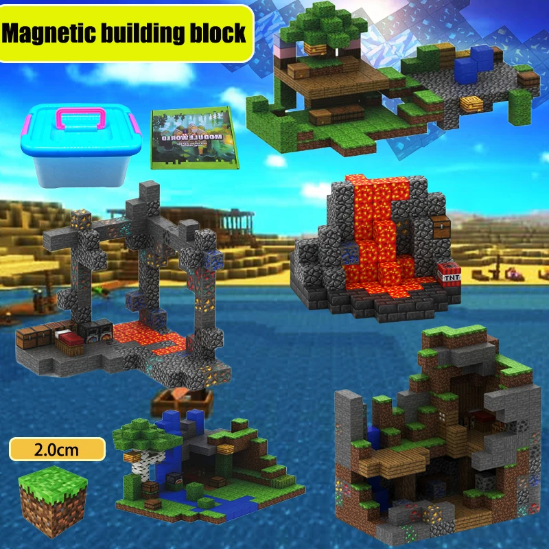 Магнитные строительные блоки Minecraft 14+ | AliExpress
