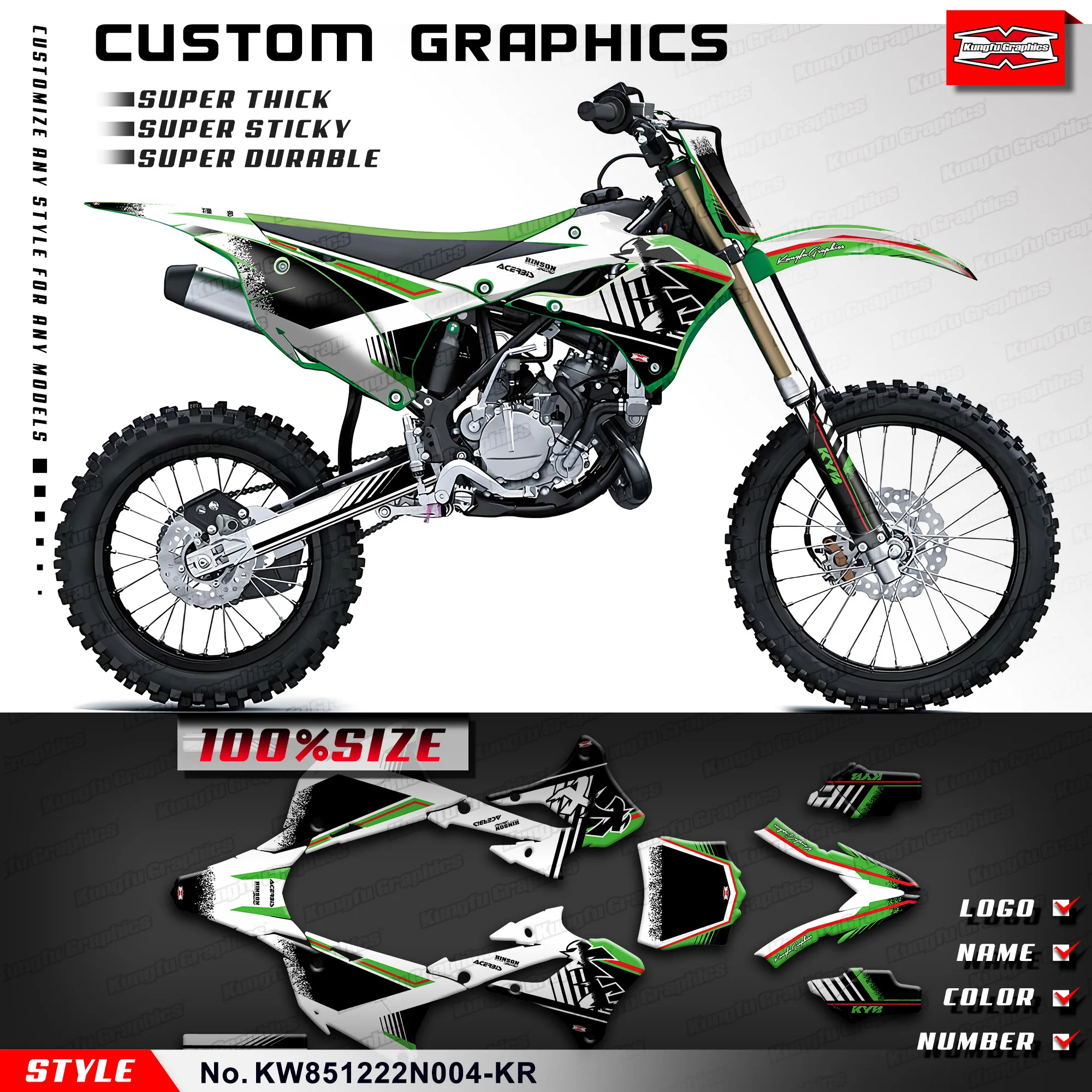 KUNGFU GRAPHICS пользовательские наклейки MX Enduro Racing Graphics для ...
