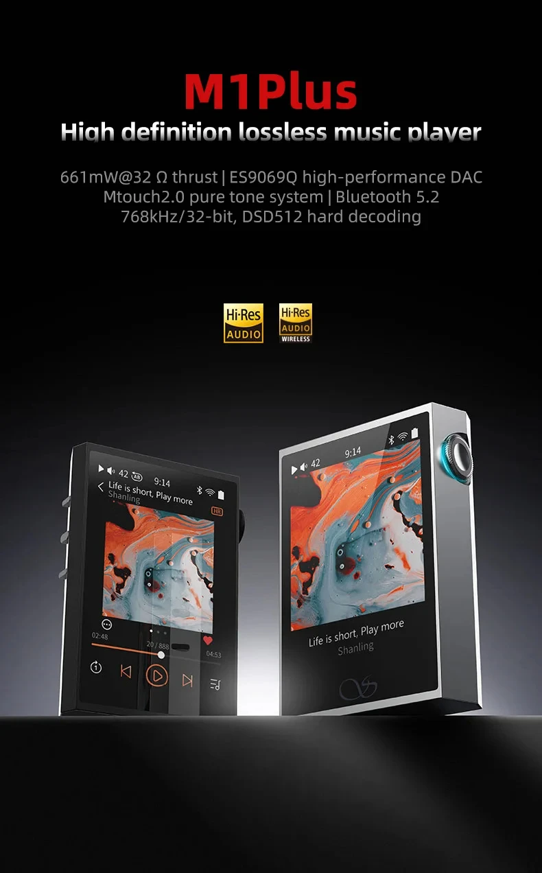 Портативный музыкальный плеер SHANLING M1 PLUS MP3 ES9069Q DAC Dual SGM8262 усилитель PCM768 ...