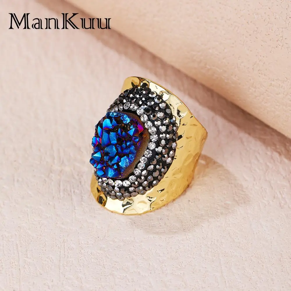 Кольцо Mankuu золотистого цвета из сушеного кристалла | AliExpress