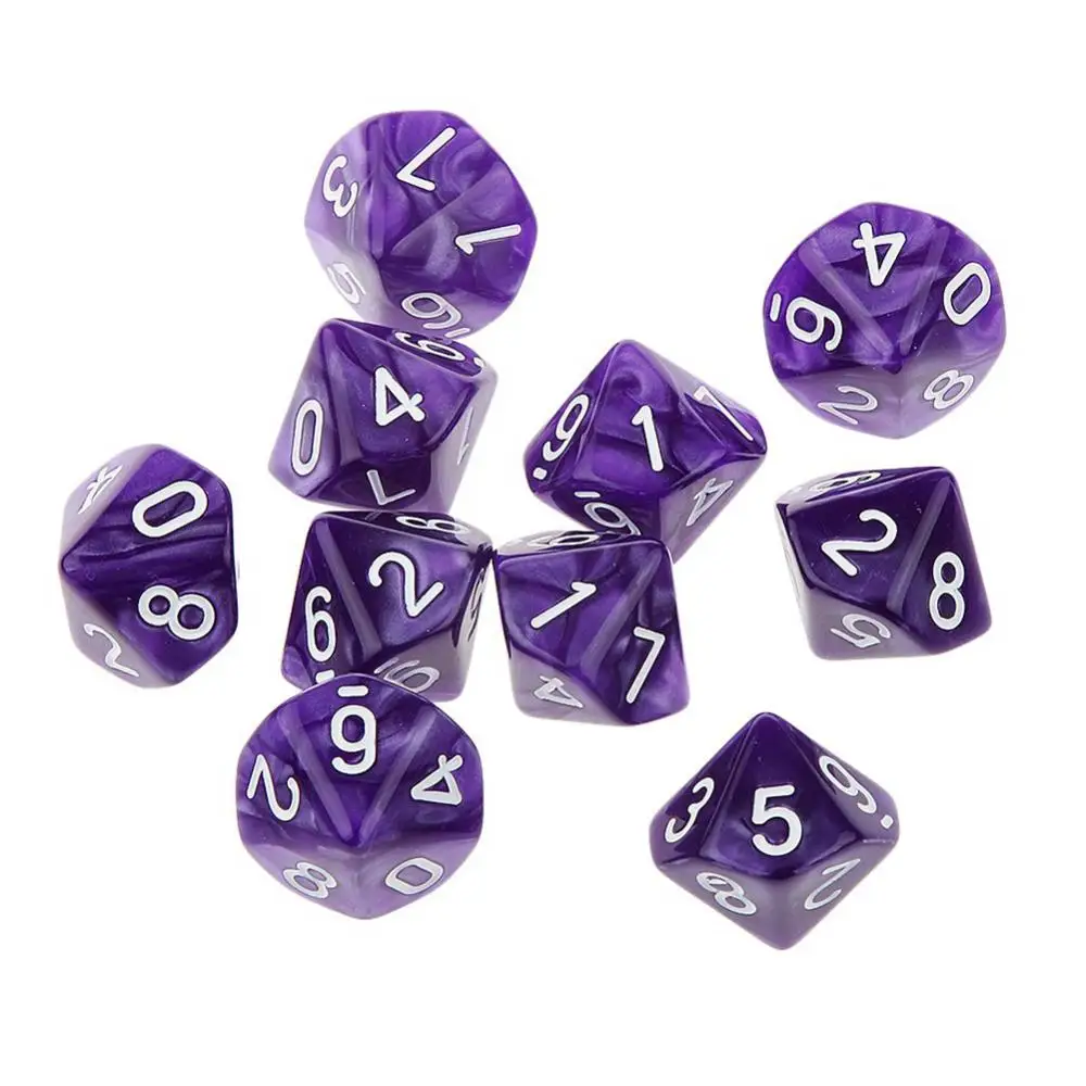 10 шт. многосторонние однотонные игры TRPG D10, многогранные игральные ...