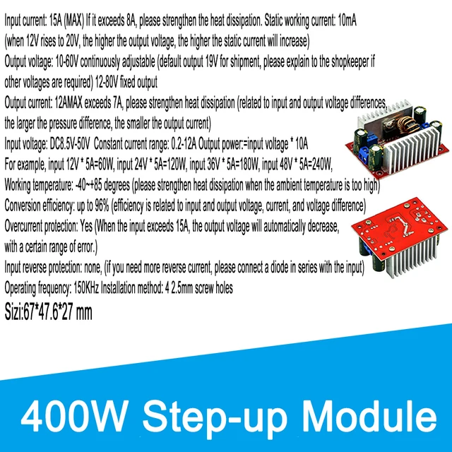 DC-DC 120W / 150W / 250W / 9A 300W / 300W 20A / 400W 15A Step Up Boost ...