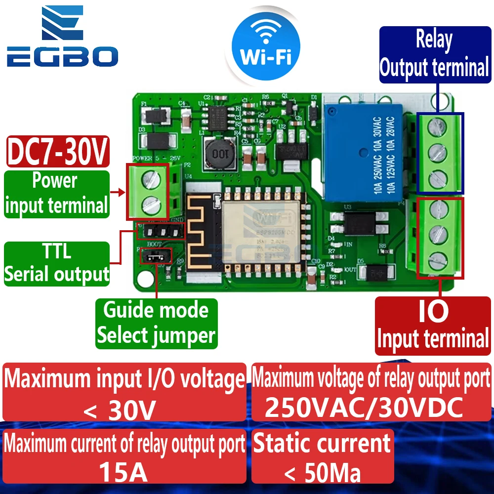 Wi-Fi модуль реле EGBO ESP8266 ESP-12F | AliExpress