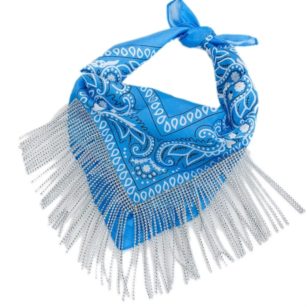 1PC Retro Diamond Chain Fringe Bandana Women Versatile Turban Headscarf ...