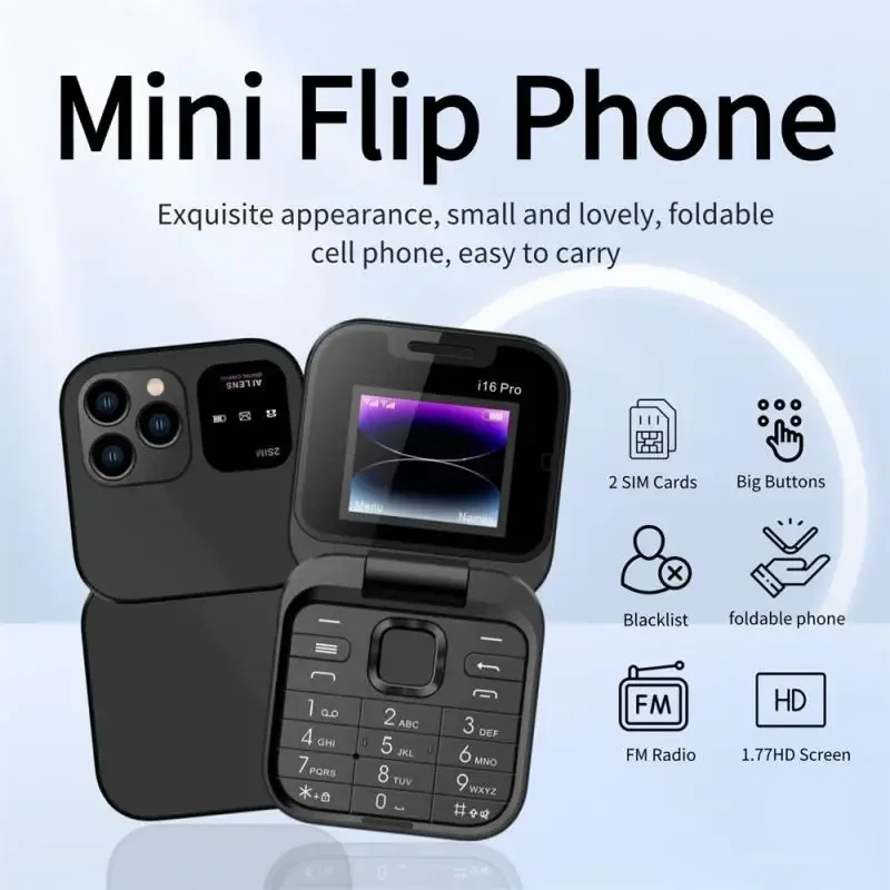 Small Foldable Mobile Phone Auto Call Record Speed Dial Dual SIM Card ...