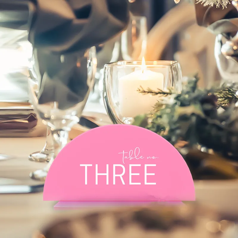 Acrylic Wedding Table Numbers 1-10 with Stands Printed Calligraphy Pink ...