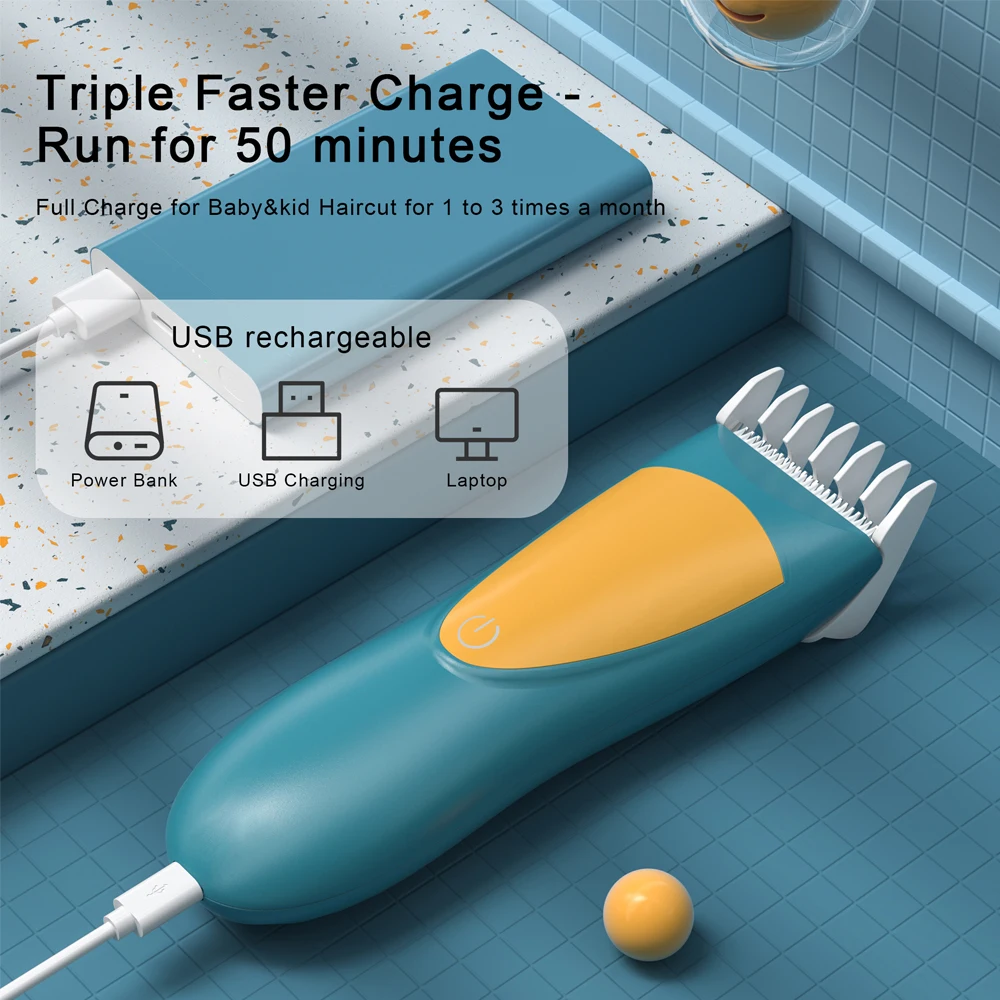 Household Baby Hair Trimmer Eletric Waterproof Protable Low Noise Baby ...