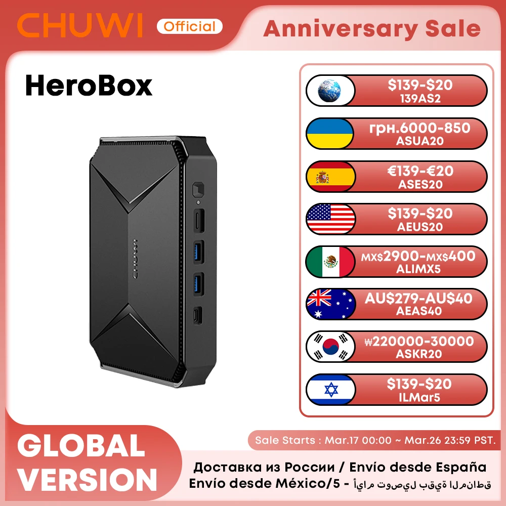Мини-ПК CHUWI HeroBox Intel Celeron N100 8ГБ 256ГБ | AliExpress