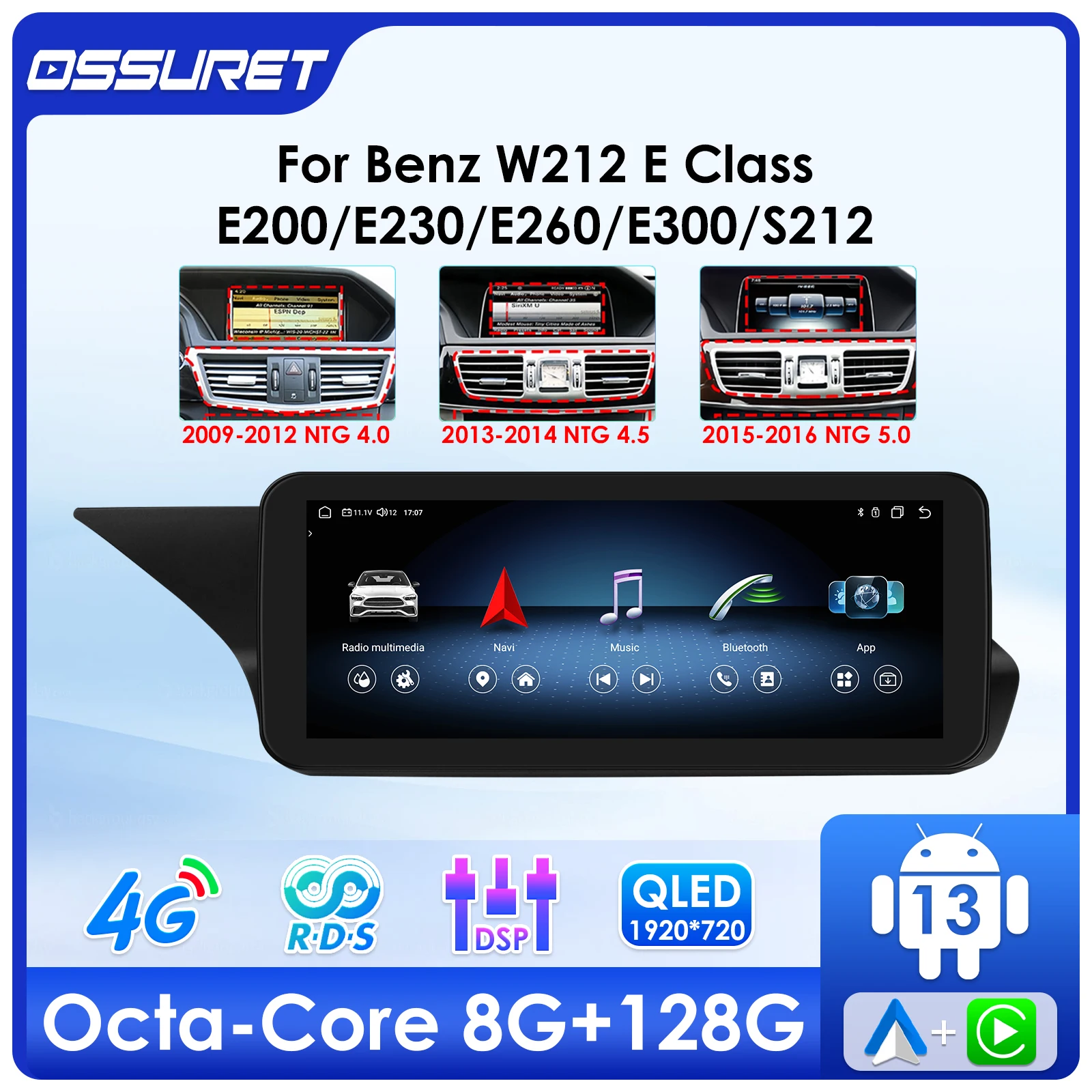 10,25 "Android 13 авторадио 2din Carplay для Mercedes Benz W212 E-Class E200 E230 E260 E300 S212 ...