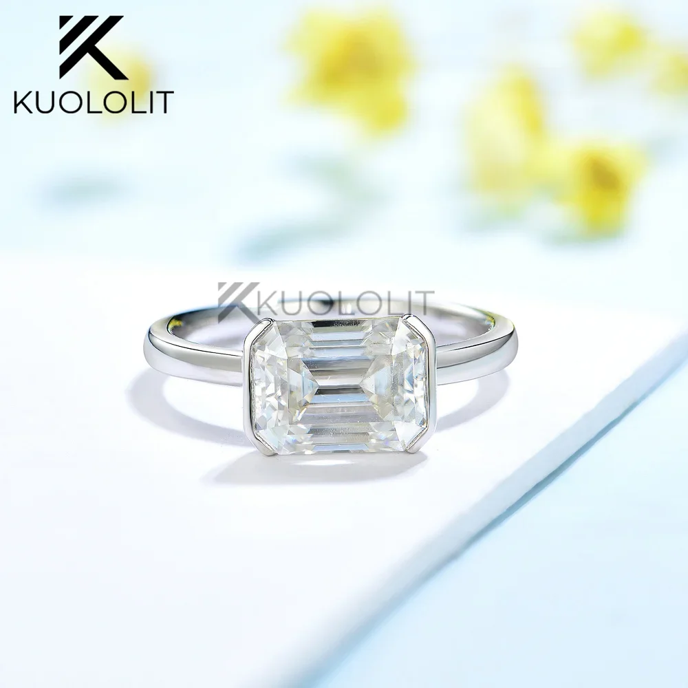 Женское кольцо с изумрудом kuolit 3CT, розовое золото 18K 14K10K, желтое золото D/VVS1, кольцо ...