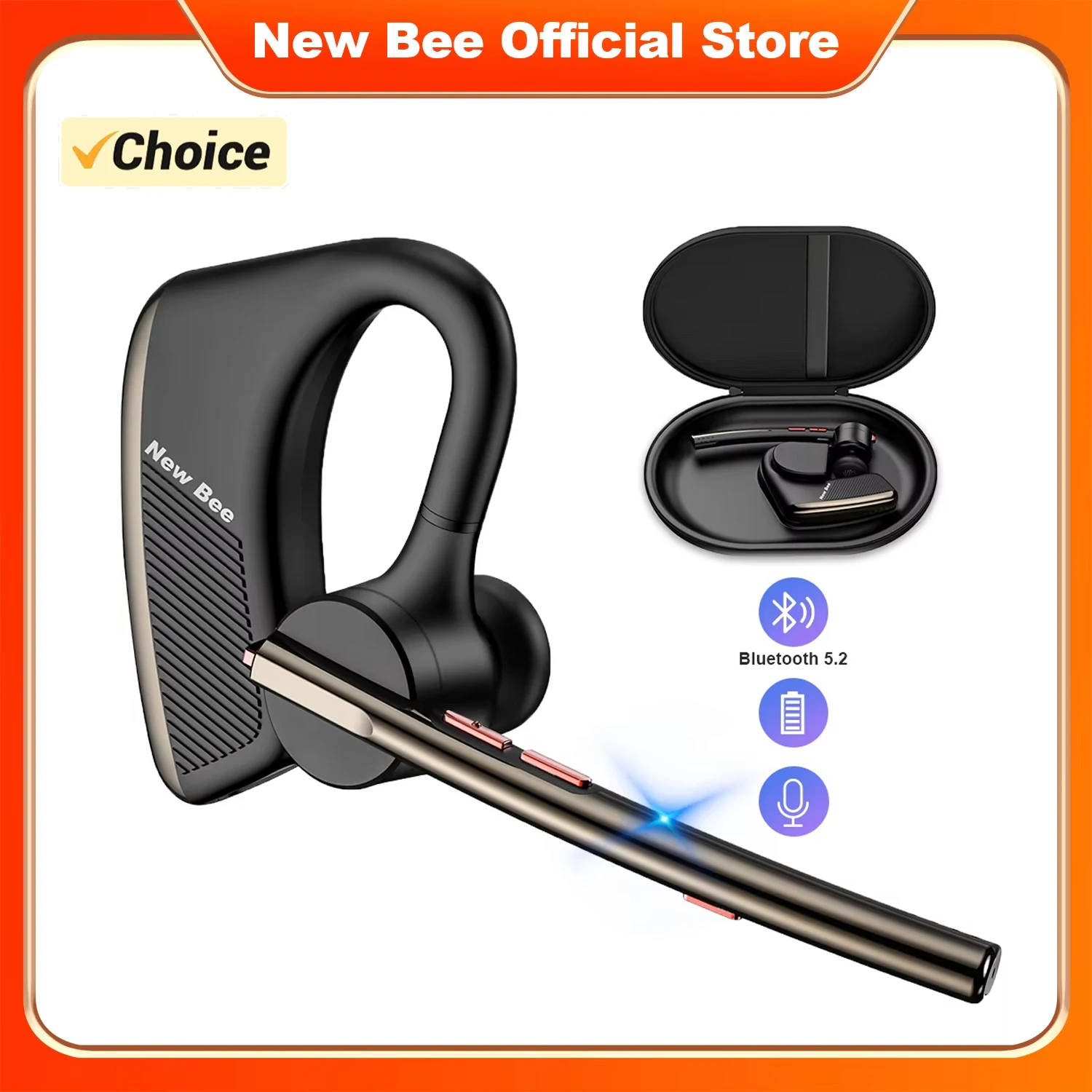 Беспроводная Bluetooth-гарнитура New Bee M50 с двойным микрофоном | AliExpress