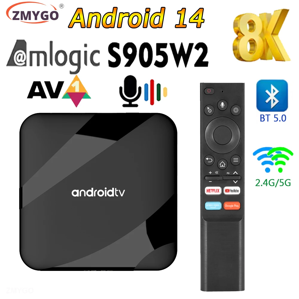 Телеприставка ZMYGO Smart TV Box TV98 ATV W2 Ultra HD 4K 8K Android 14 S905W2 4 ГБ 32 ГБ 64 ГБ ...