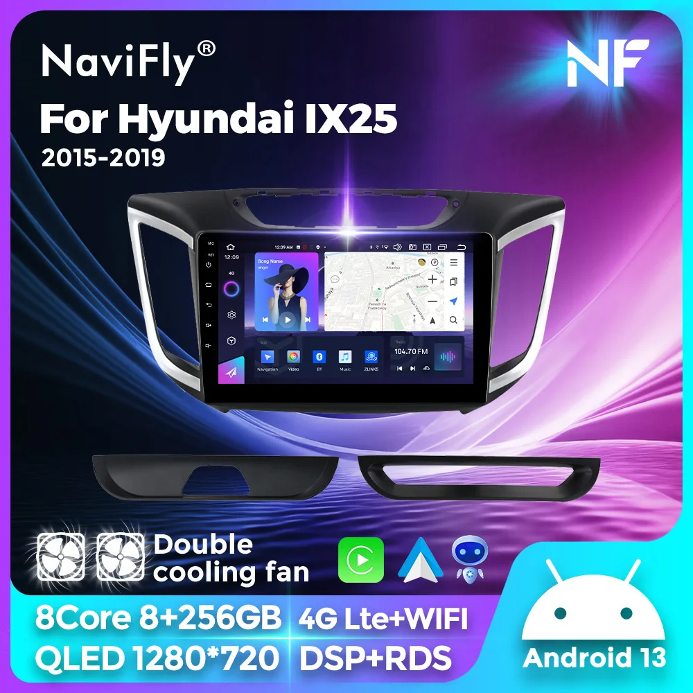 QLED RDS DSP Android 13 умная система Автомагнитола стерео экран для Hyundai IX25 2015 - 2019 ...