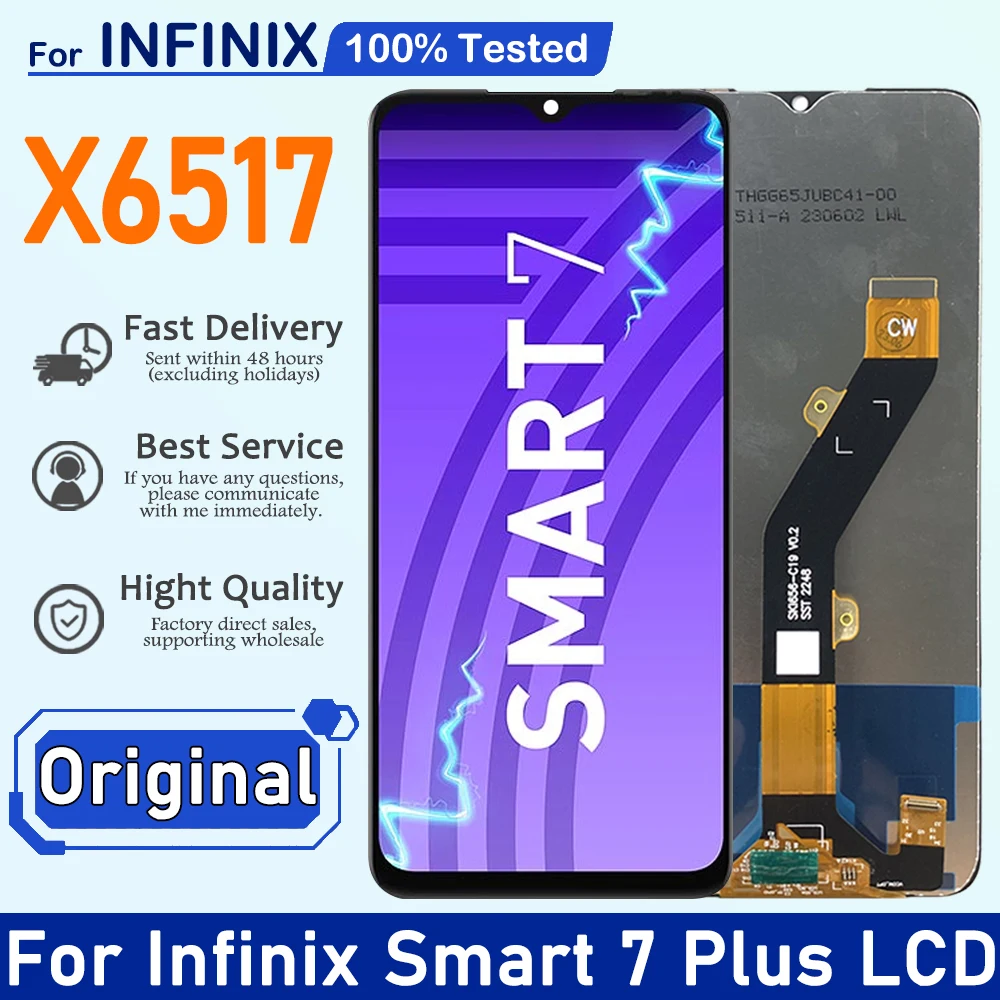 ЖК-дисплей 6,6 дюйма в сборе для infinix Smart 7 plus X6517, стеклянная ...