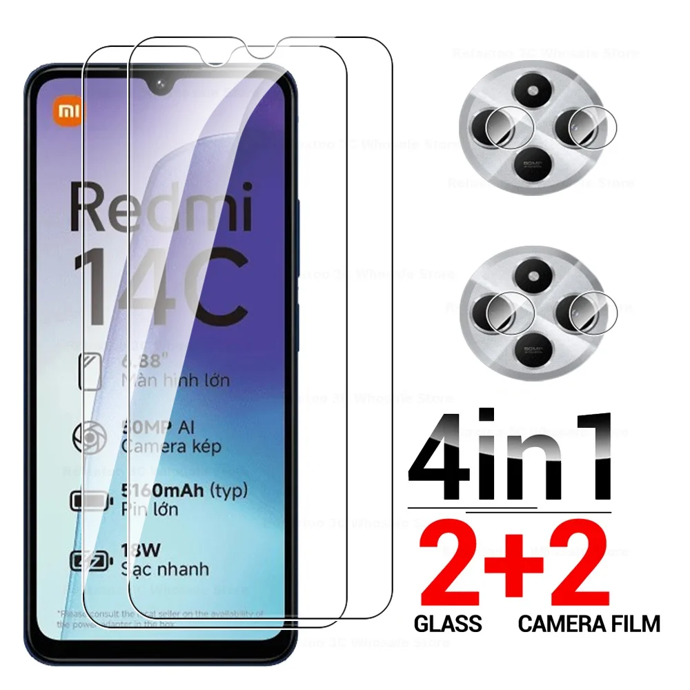 For Xiaomi Redmi 14C 4G Glass 4in1 Camera Protective Tempered Glass ...