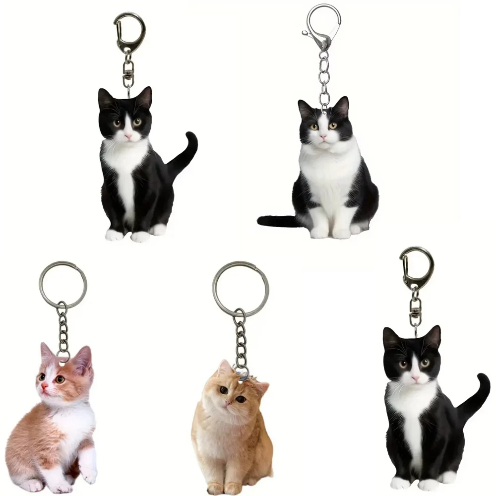 Funny Tabby Pet Cat Key Chain Keychains Ring for Accessories Bag ...